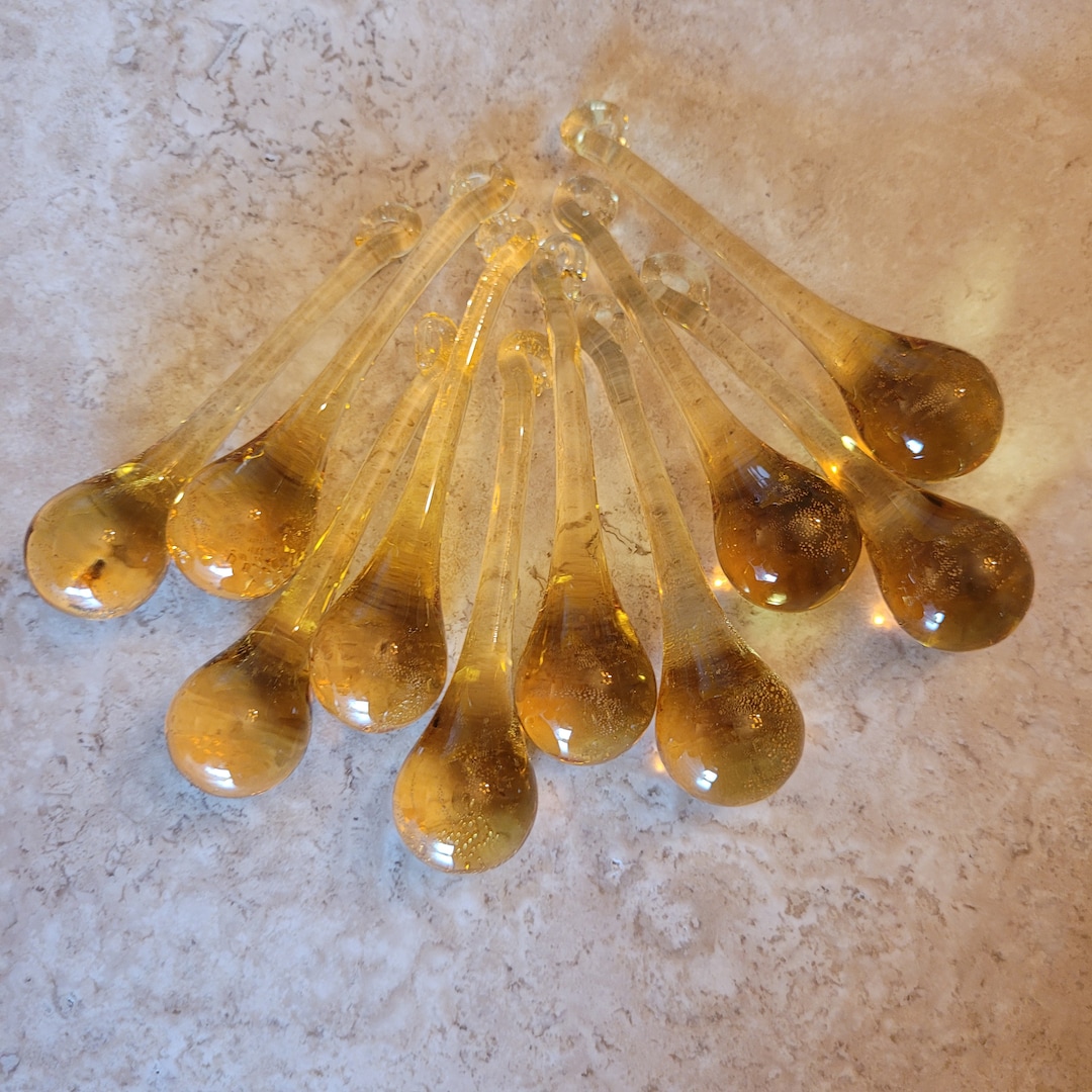 Handmade Amber Glass Raindrop Ornaments: Arizona Art Glass, Set of 10 ...