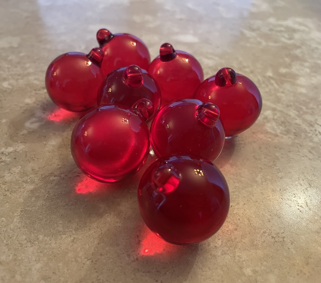 Handmade Red Glass Ball Christmas Ornaments - Set of 8 - Etsy