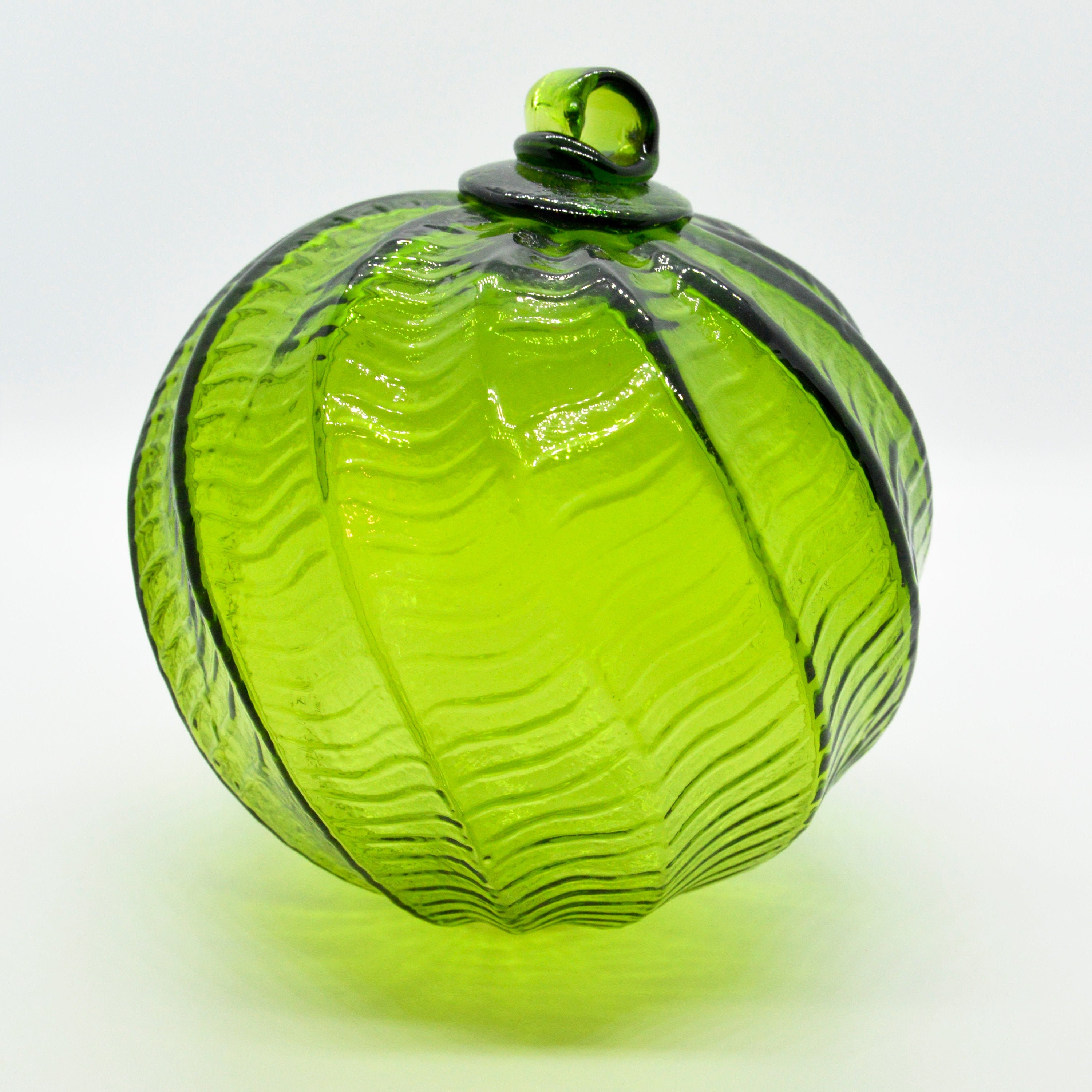 2 Sisters Artisan Glass 4 Green Ribbed Blown Glass - Etsy