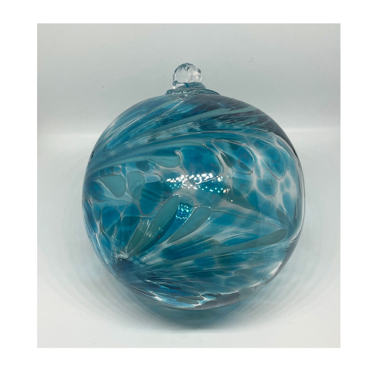Aqua Turquoise Swirled Blown Glass Friendship Ornament - Etsy