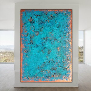 Original ABSTRACT PAINTING Custom Painting Large Canvas Art Turquoise ...