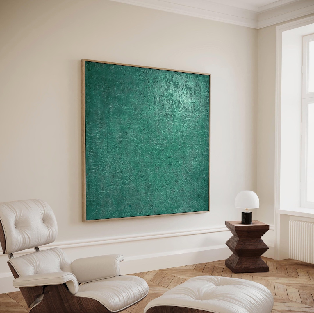 ORIGINAL GREEN Abstract Painting, Large Forest Green Abstract, Made to ...
