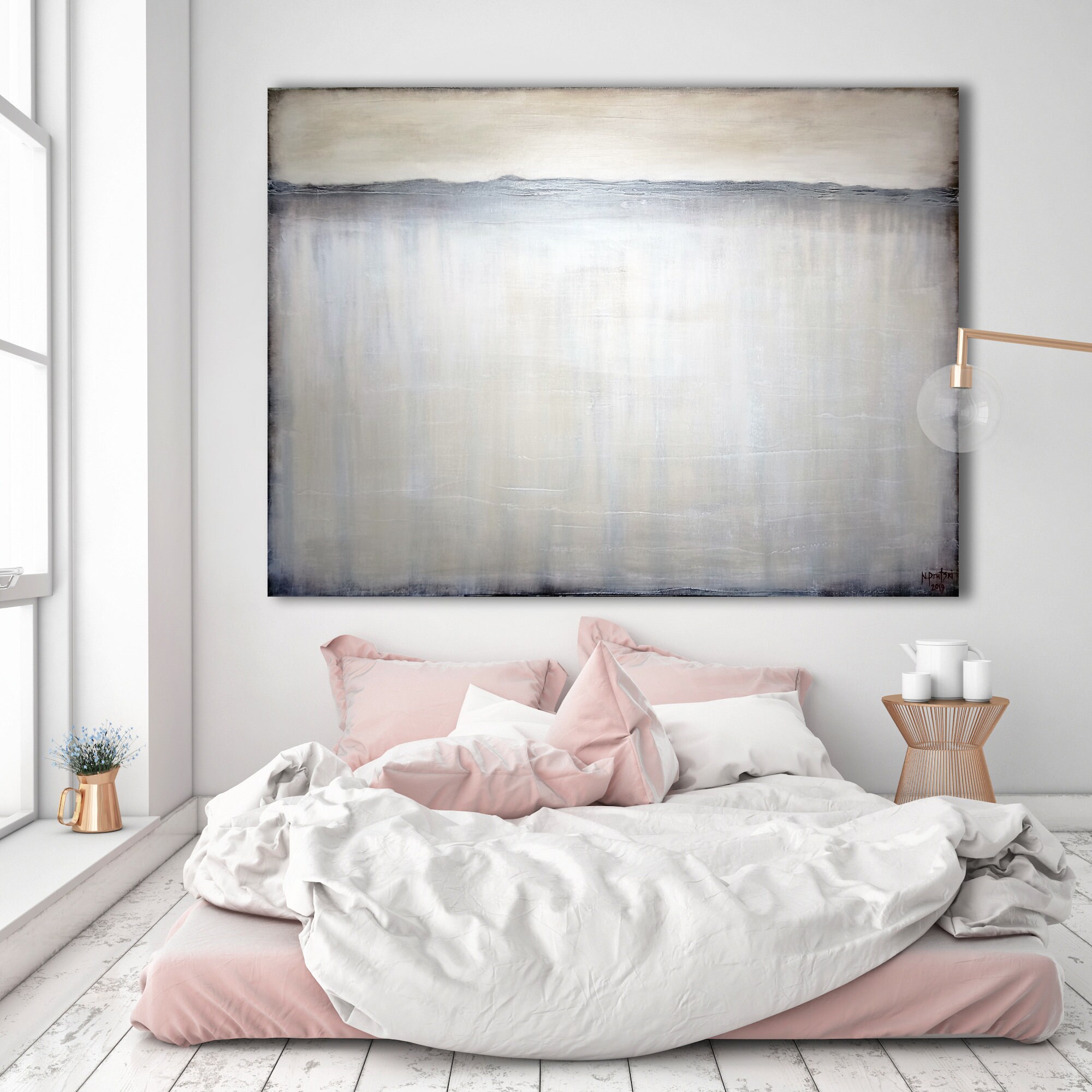 Original Gray ABSTRACT PAINTING Abstarct Seascape XLarge Canvas Art ... Original Gray ABSTRACT PAINTING Abstarct Seascape XLarge Canvas Art ...