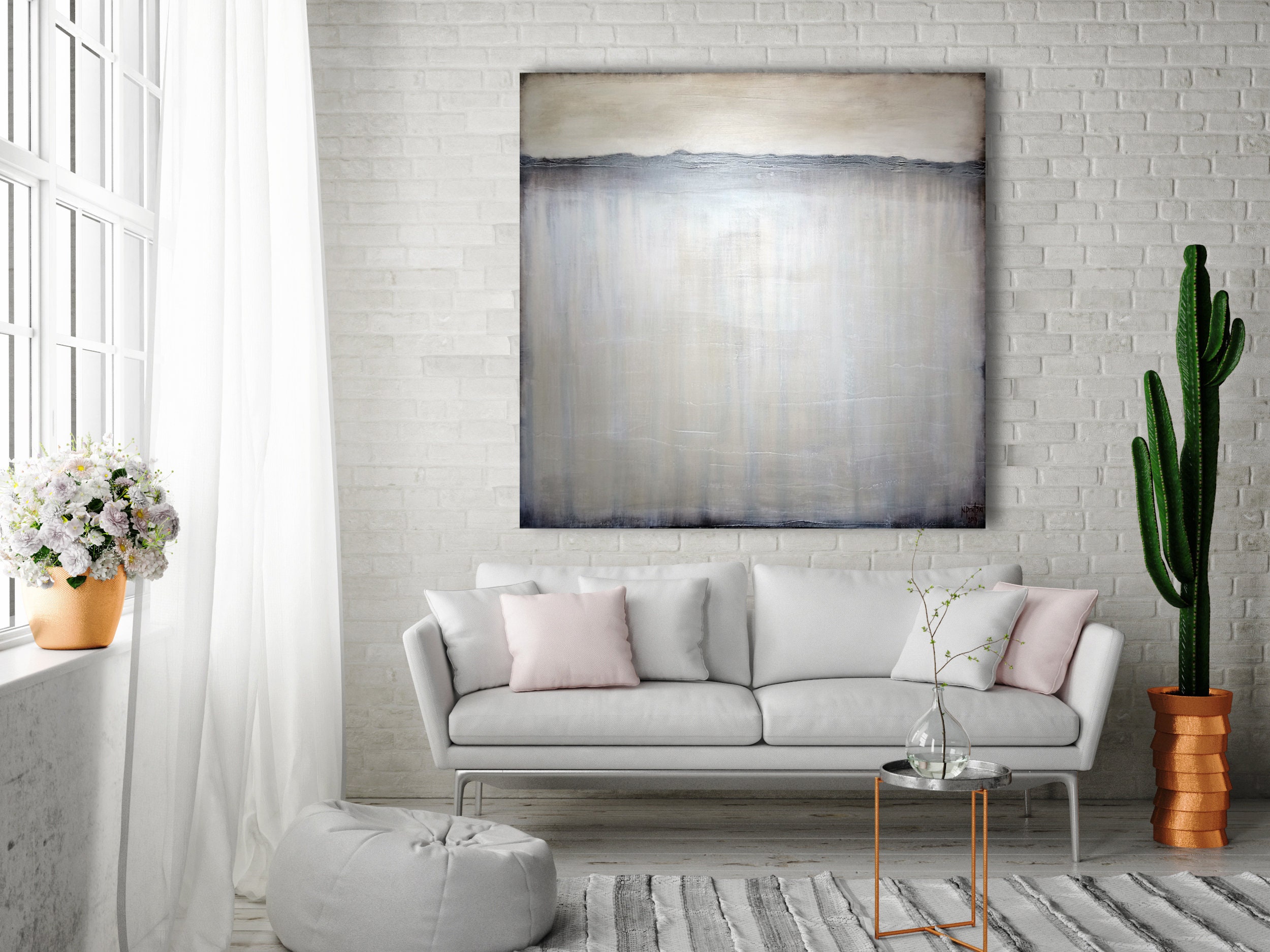 Original Gray ABSTRACT PAINTING Abstarct Seascape XLarge Canvas Art ... Original Gray ABSTRACT PAINTING Abstarct Seascape XLarge Canvas Art ...