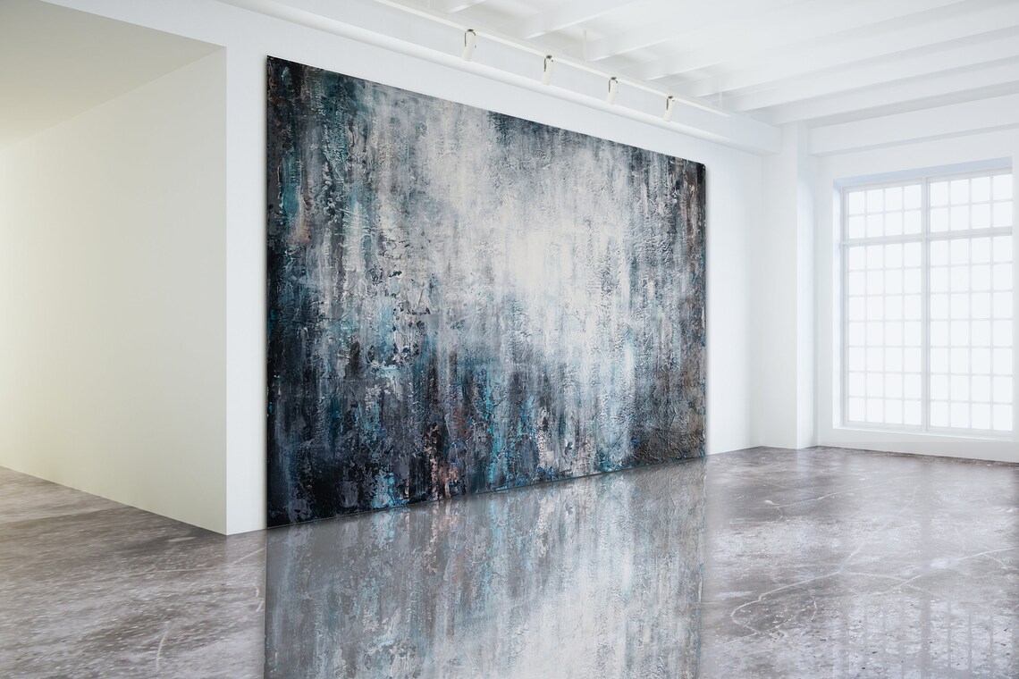 GRAY ABSTRACT PAINTING Highly Textured Painting Industrial | Etsy