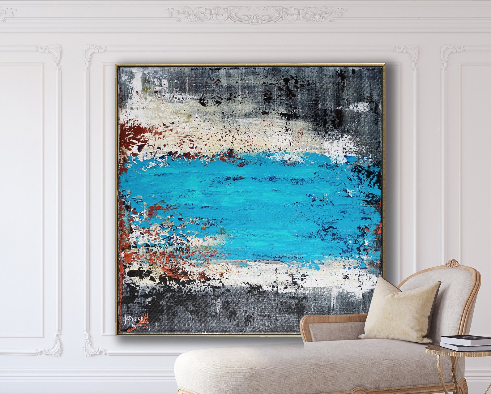 BLUE ABSTRACT PAINTING Xlarge Canvas Art Original Art - Etsy