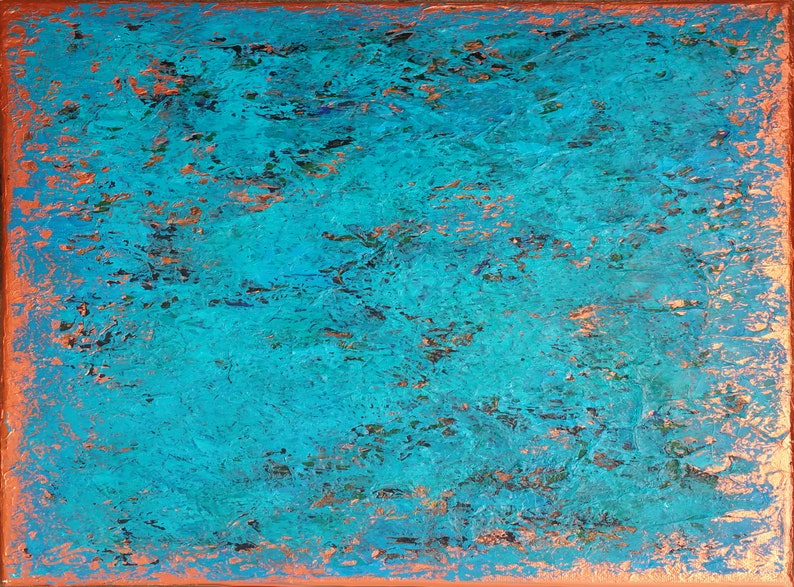 Original ABSTRACT PAINTING Xlarge Canvas Art Turquoise | Etsy
