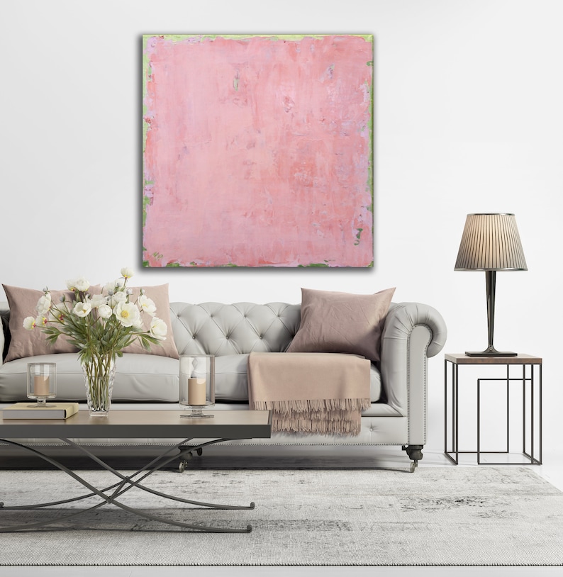 Original Pink Abstract Painting, Blush Coral Textured Art, MADE TO ...