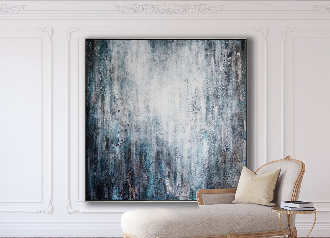 GRAY ABSTRACT PAINTING Highly Textured Painting Industrial Original Art ...