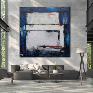 INDIGO ABSTRACT Painting Large Canvas Art Original Art Oversized ...