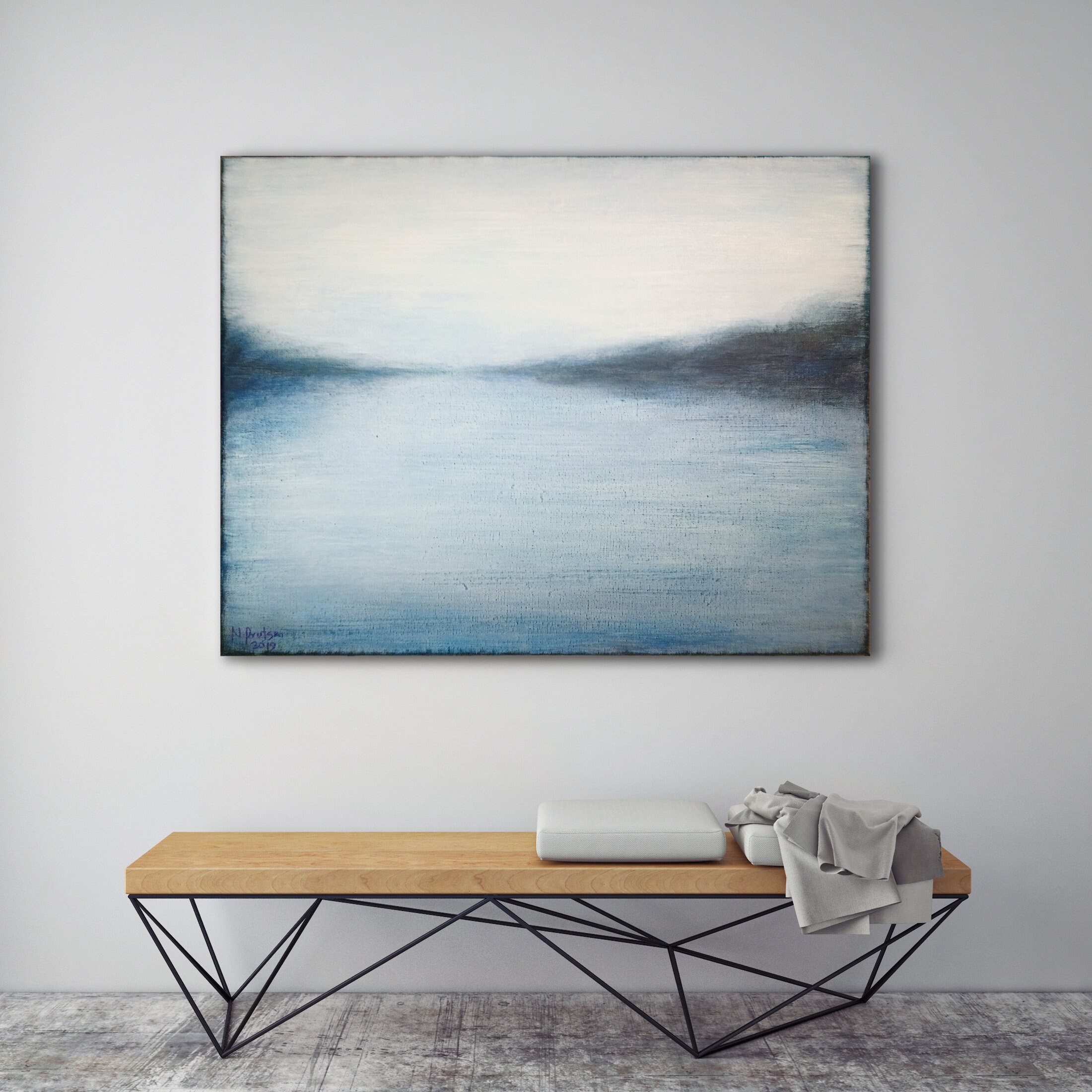 ABSTRACT SEASCAPE PAINTING Xlarge Canvas Art Original Art | Etsy