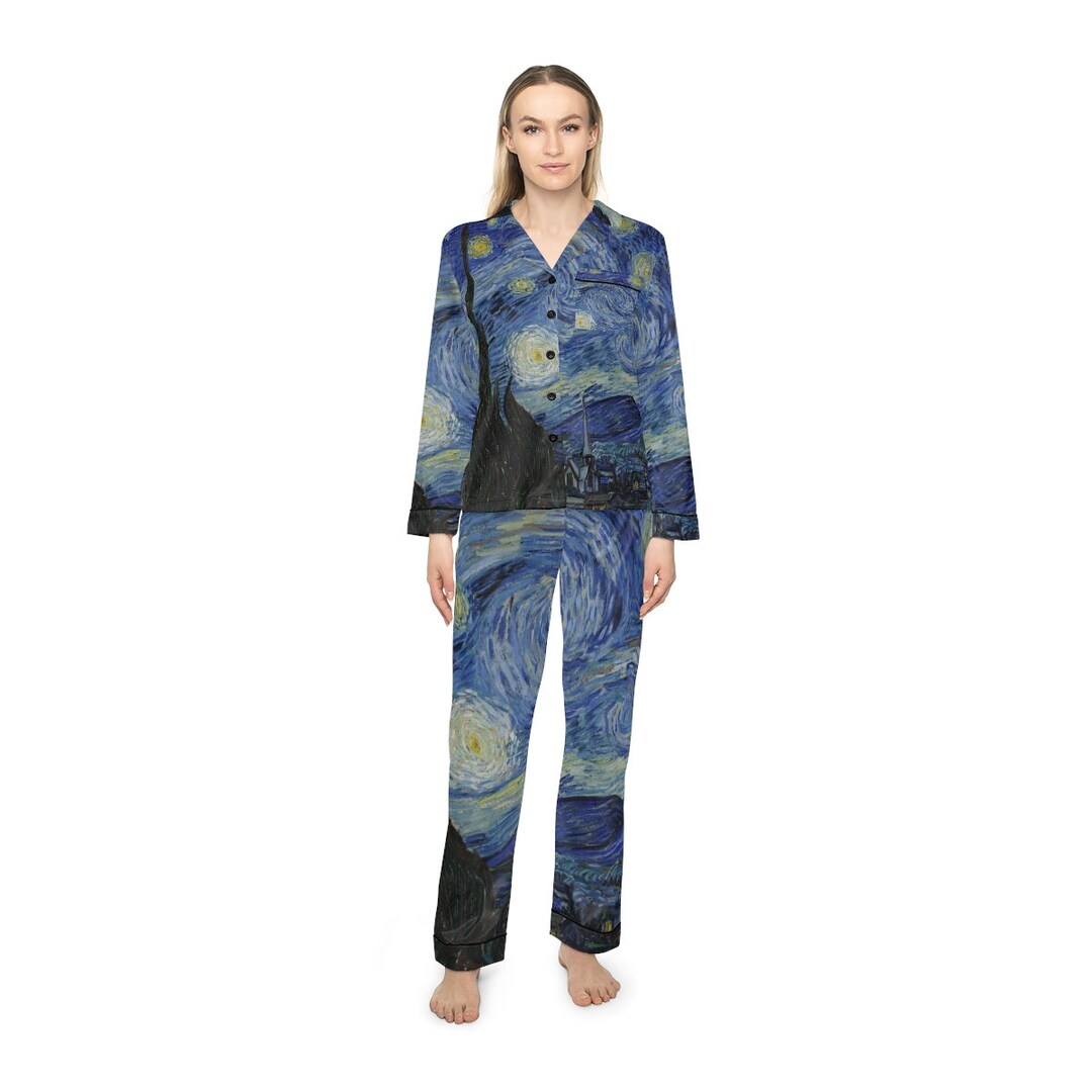 Vincent Van Gogh Starry Night Fine Art Printed Women's Satin Pajamas ...