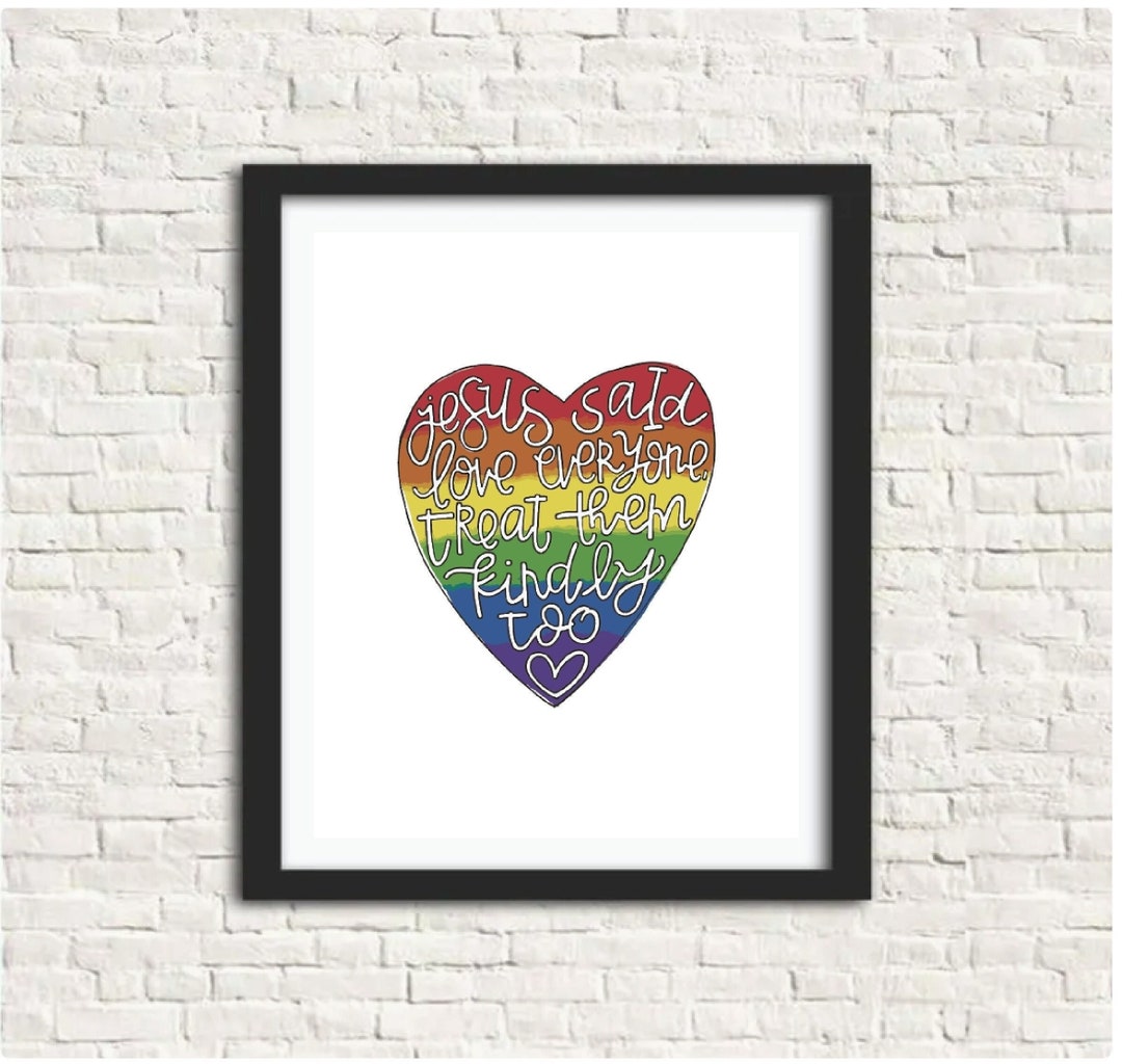 Handlettered Wall Art - "jesus Said Love Everyone" Quote - Colorful 8 ...
