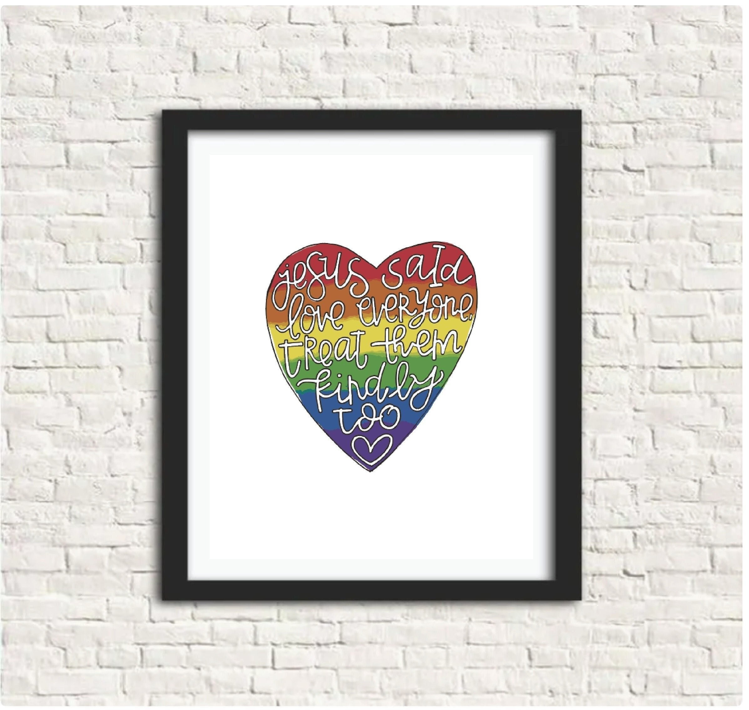Handlettered Wall Art jesus Said Love Everyone Quote Colorful 8x10 ...