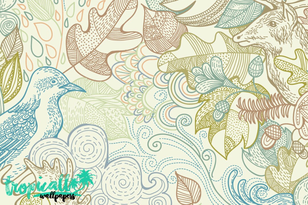Forest Animals Pattern Wallpaper - Removable Wallpaper - Forest Animals ...