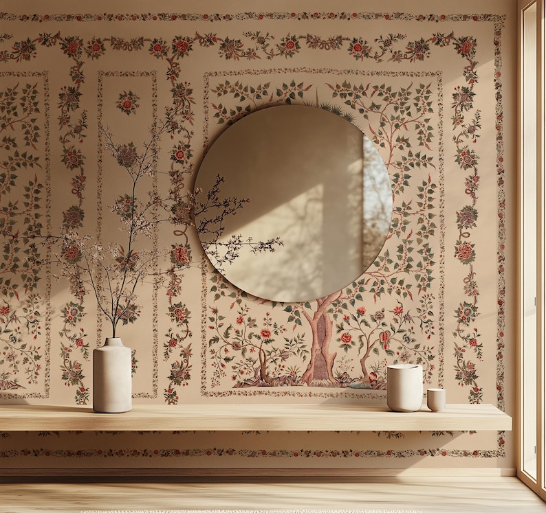 Palampore Wallpaper Vintage Indian Cloth Panel Design Traditional Folk ...