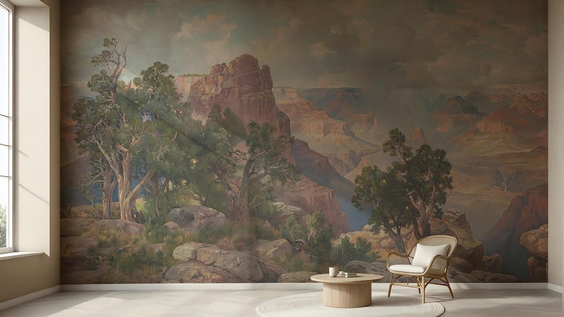 Watercolor Grand Canyon Wallpaper Mural - Southwest Desert Landscape ...