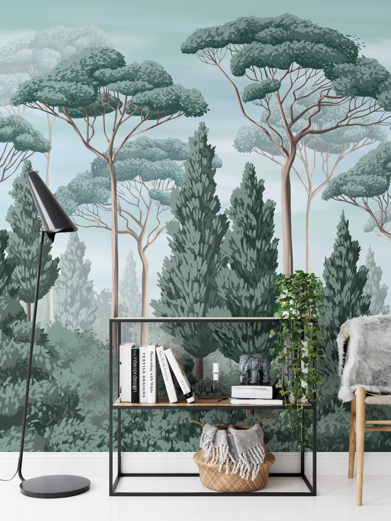 Pine Forest Landscape Wallpaper - Removable Tree Mural, Non-woven - Etsy