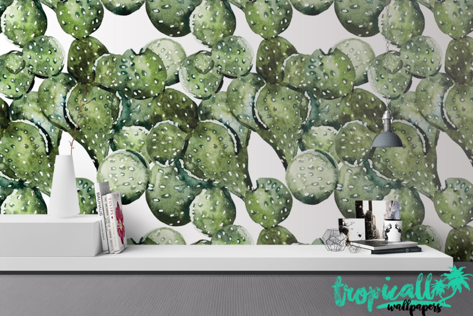 Watercolor Cactus Wallpaper: Peel and Stick Wall Decal - Etsy