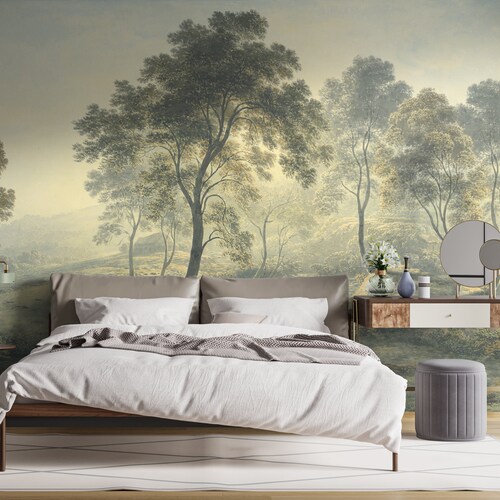 Pines Forest Landscape Wallpaper Removable Peel and Stick or - Etsy