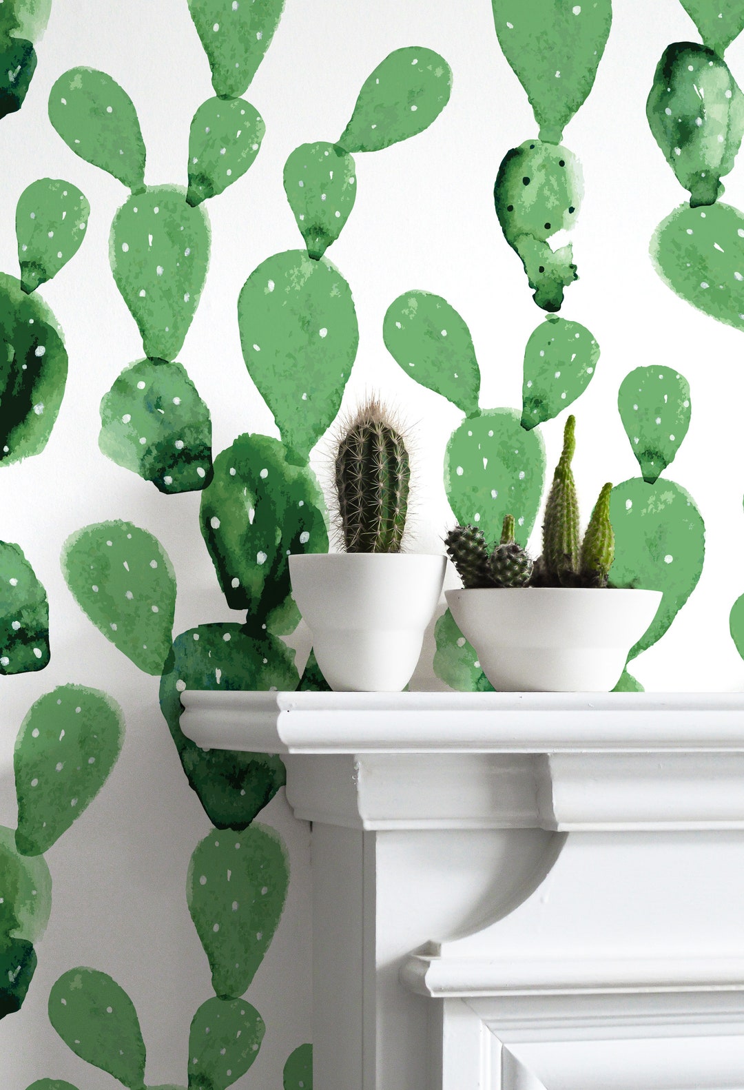 Watercolor Cactus Print Wallpaper - Removable Wallpapers - Floral ...