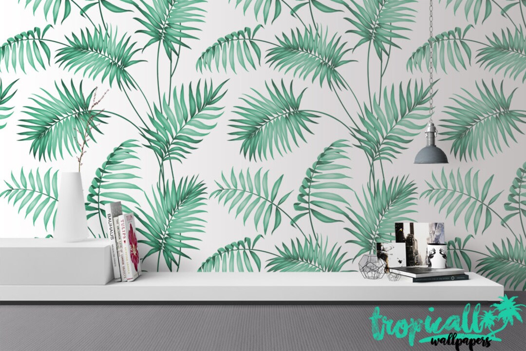 Palm Leaves Pattern Wallpaper - Removable Wallpaper - Tropical Plants ...