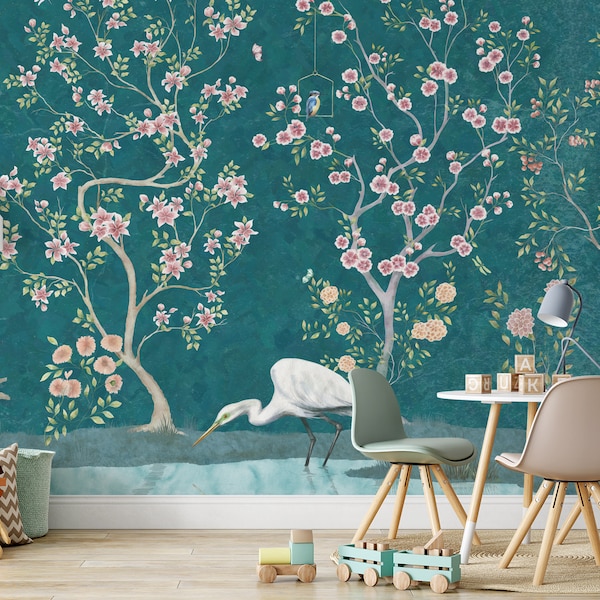 Chinoiserie Peel and Stick Wallpaper - Etsy