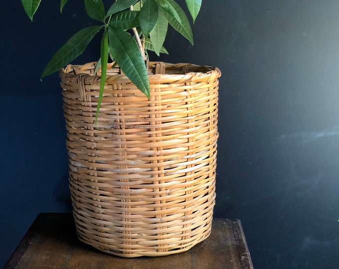 Vintage Wicker Planter - Bohemian Woven Rattan Indoor Garden Plant ...