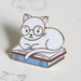 White Cat & Books Enamel Pin - Etsy