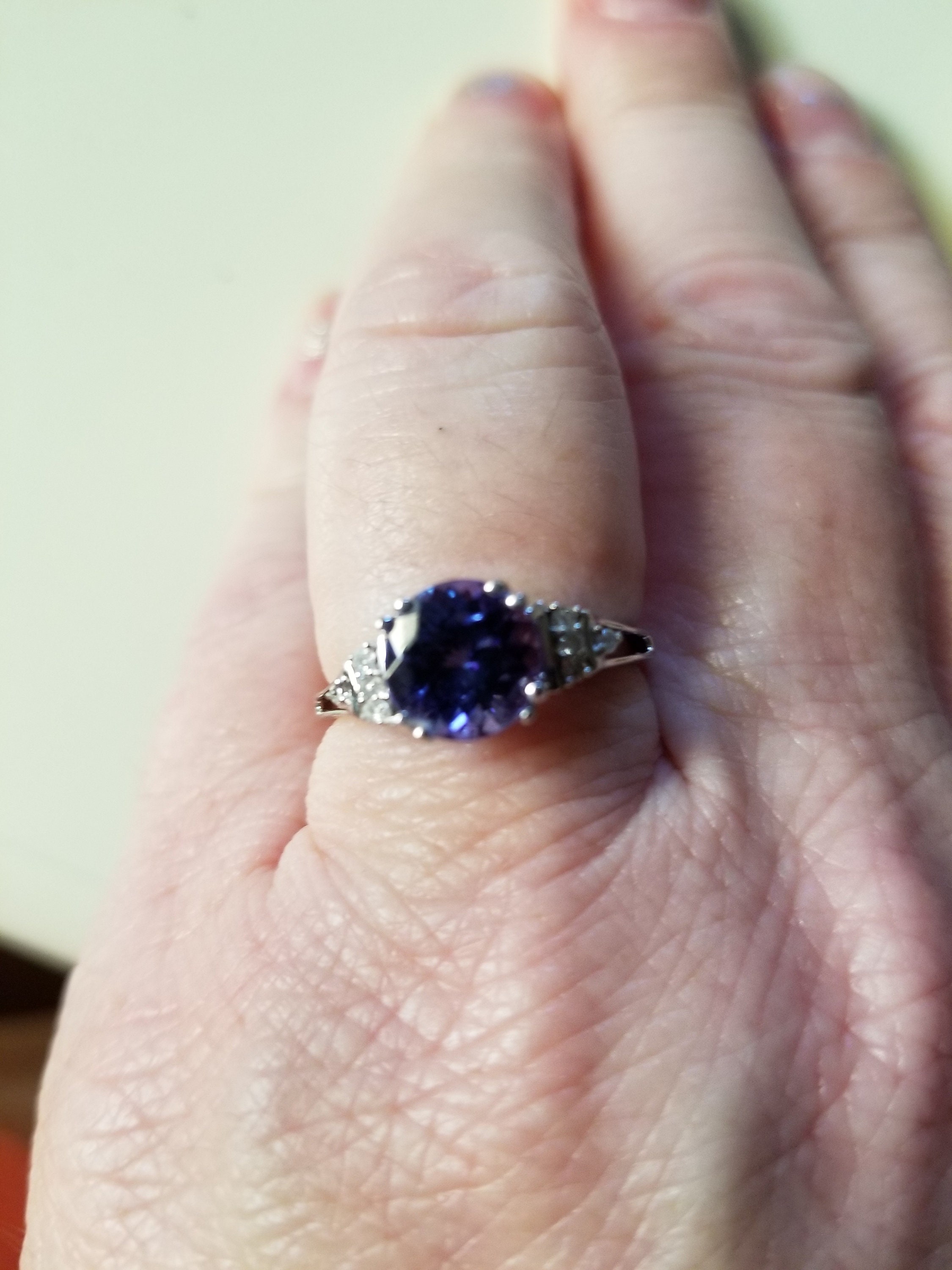 14K White Gold Rare Tanzanite ring. | Etsy