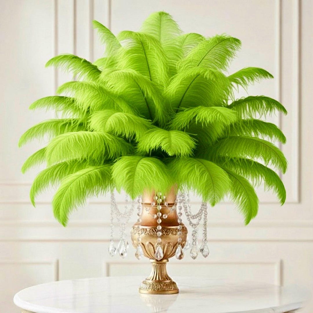 Lime Green Ostrich Feathers: Soft Fluffy Feather Centerpieces - Etsy