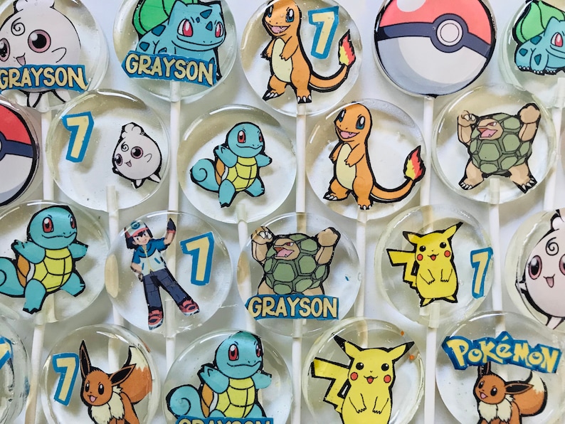 POKEMON Themed LOLLIPOPS, PIKACHU Suckers, Pokemon Candy - Etsy