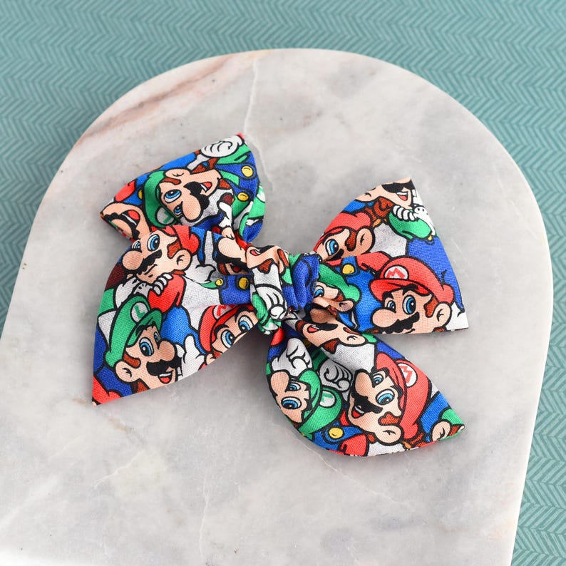 Super Mario Bros Baby Hair Bow, Toddler Hair Clip or Headband - Etsy