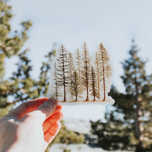 Pine Trees Sticker Tree Sticker Watercolor Art Waterproof - Etsy