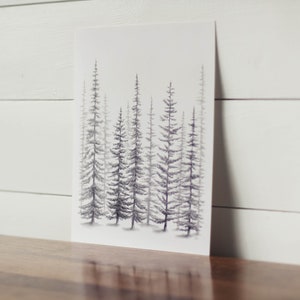 Sketched Pine Trees Print - Mountain Decor, Pine Tree Print, Sketch ...