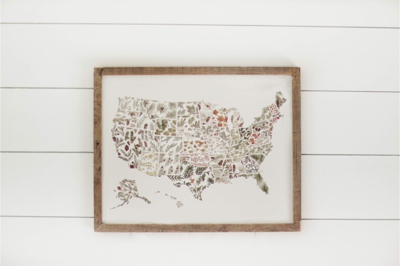 United States Tree Map State Trees Print State Trees | Etsy