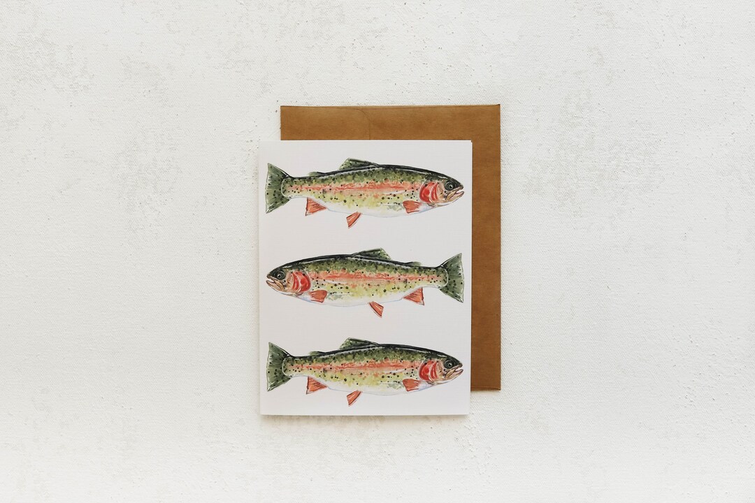 Rainbow Trout Card | Fishing Card, Greeting Card, Fishing, Masculine ...