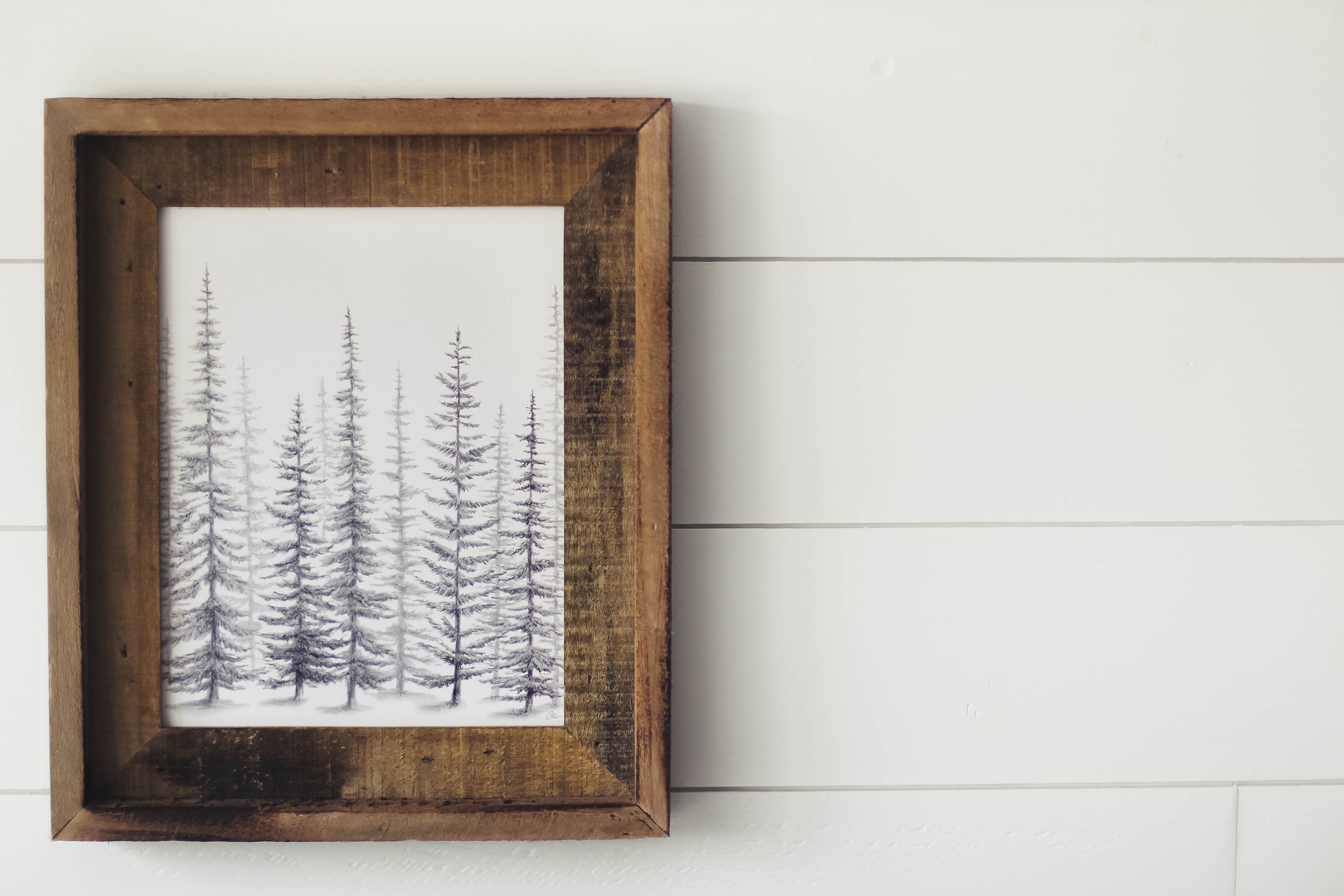 Sketched Pine Trees Print Mountain Decor Pine Tree Print | Etsy