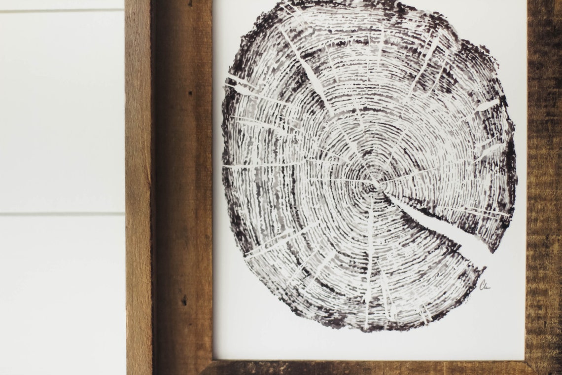Tree Ring Art Print Watercolor Tree Ring Tree Art | Etsy