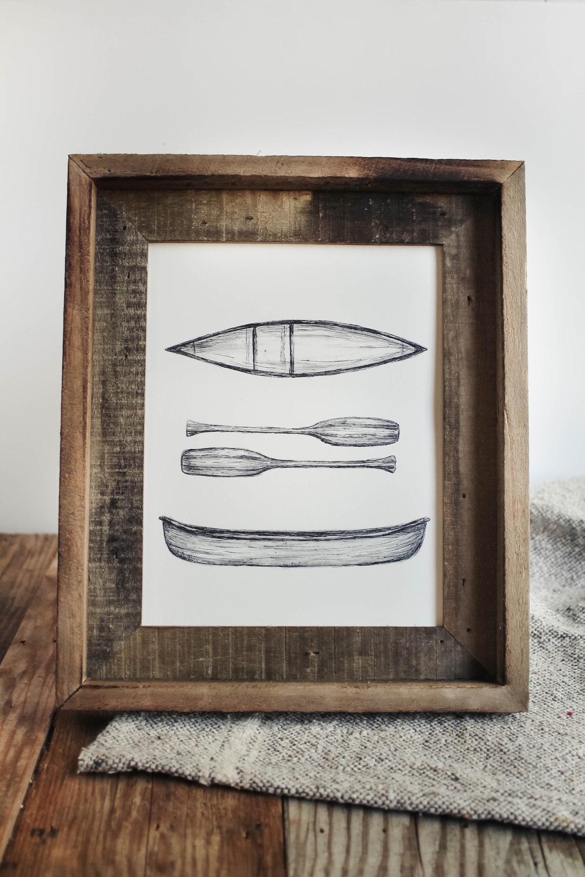 Canoe Print, Canoes, Mountain Decor, Camping, Paddles, Lake House Decor ...