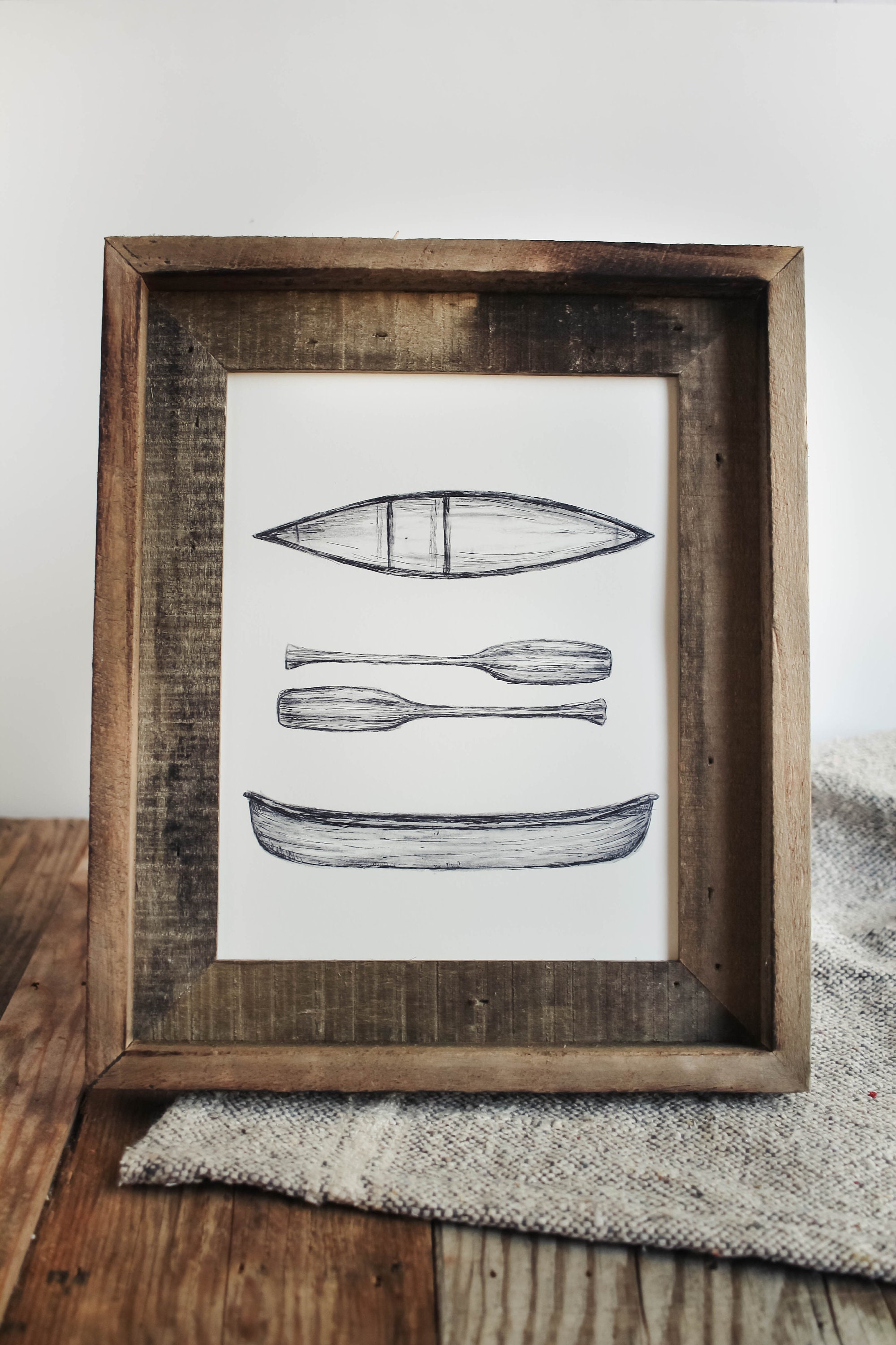 Canoe Print, Canoes, Mountain Decor, Camping, Paddles, Lake House Decor ...