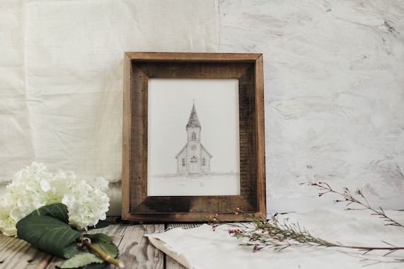 White Church No. 2 White Church Front View Watercolor | Etsy