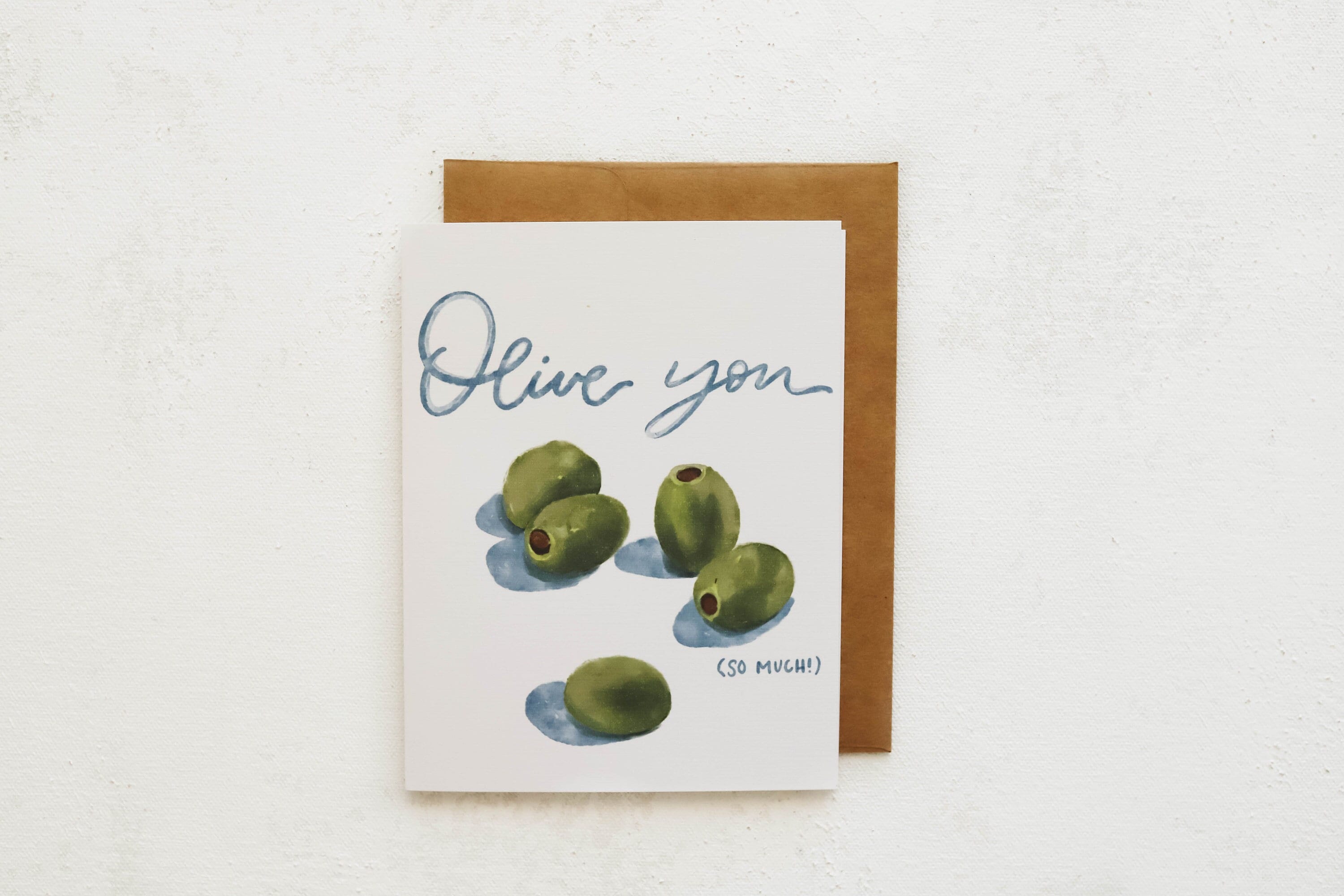 Olive You Card | Pun Card, Funny Card, Olive, Greeting Card, Cute Card ...