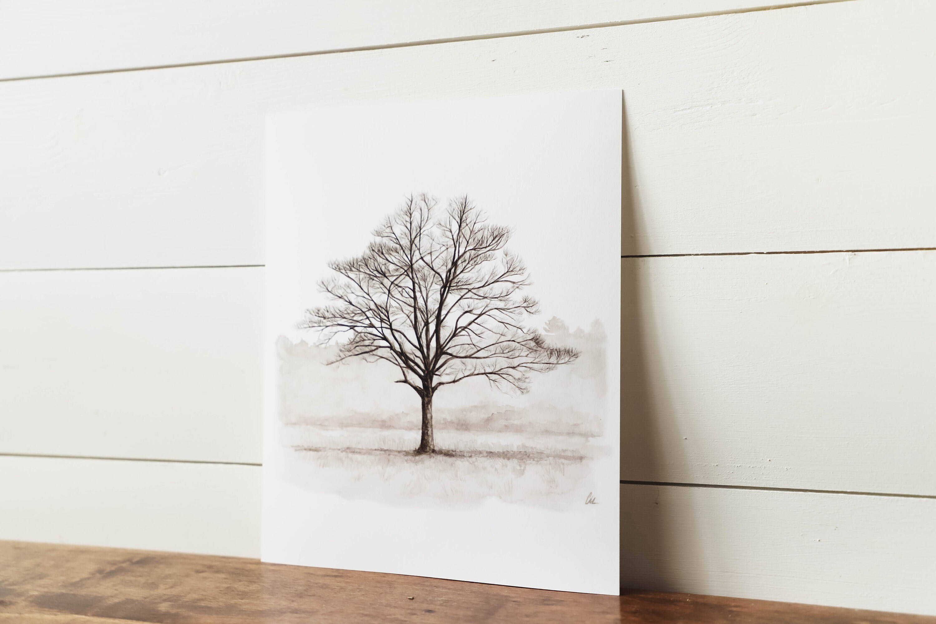 Oak Print Oak Tree Tree Print Sepia Minimalist Oak Tree - Etsy