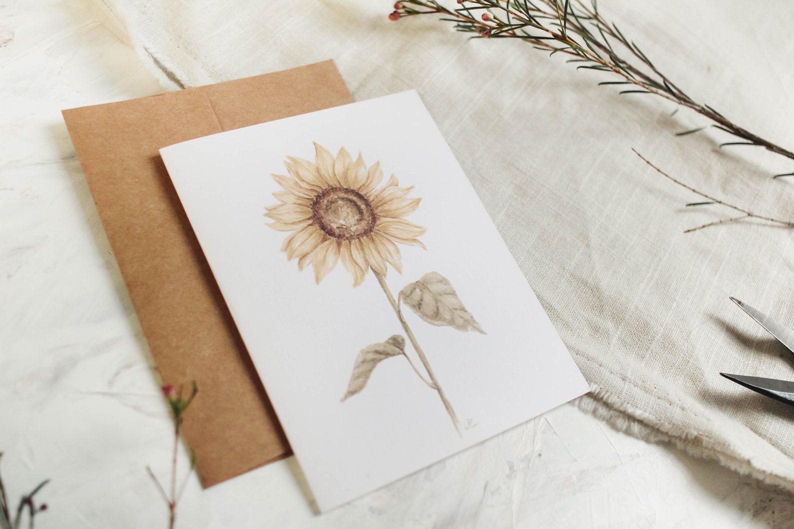 Sunflower Card Flower Flower Card Greeting Card Spring | Etsy