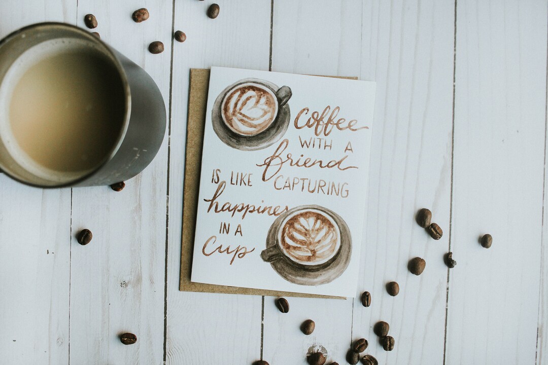 Coffee With Friends Card, Coffee Card, Watercolor Card, Watercolor ...
