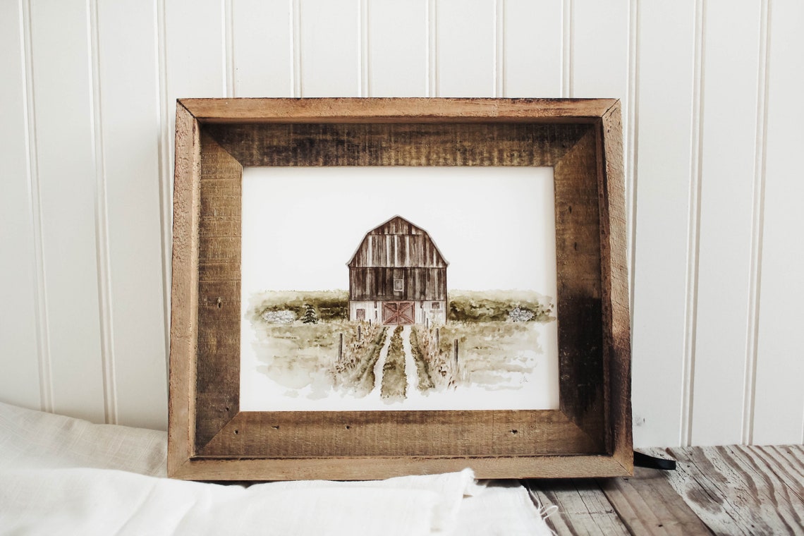 Brown Barn Print Barn Print Barn Watercolor Print - Etsy