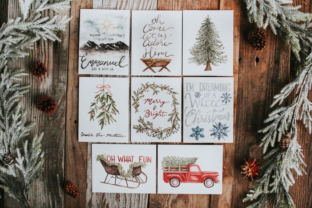 8 Assorted Holiday Card Pack No.2 Christmas Cards Holiday - Etsy