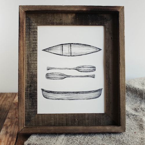 Canoe Print Canoes Mountain Decor Camping Paddles Lake - Etsy