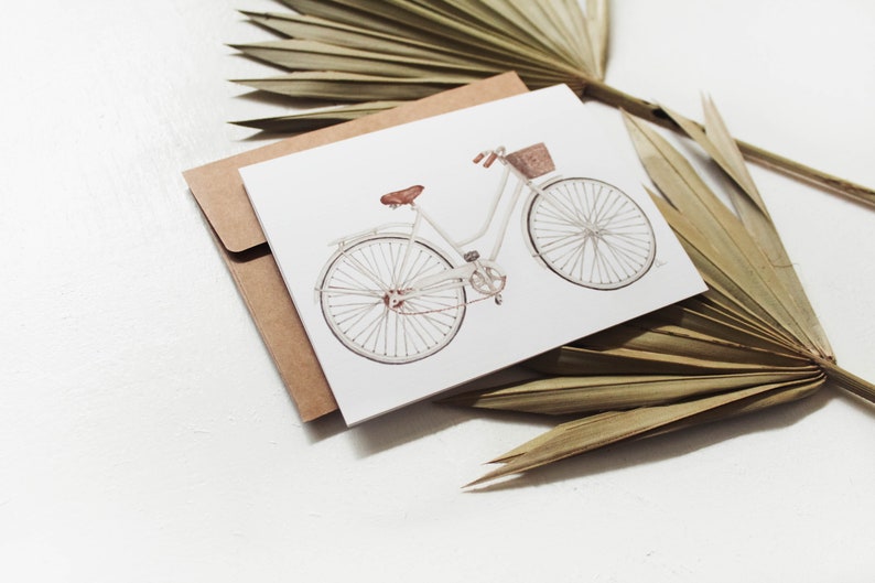 White Bike Card Cycling Card Bike Card Summer Summer - Etsy